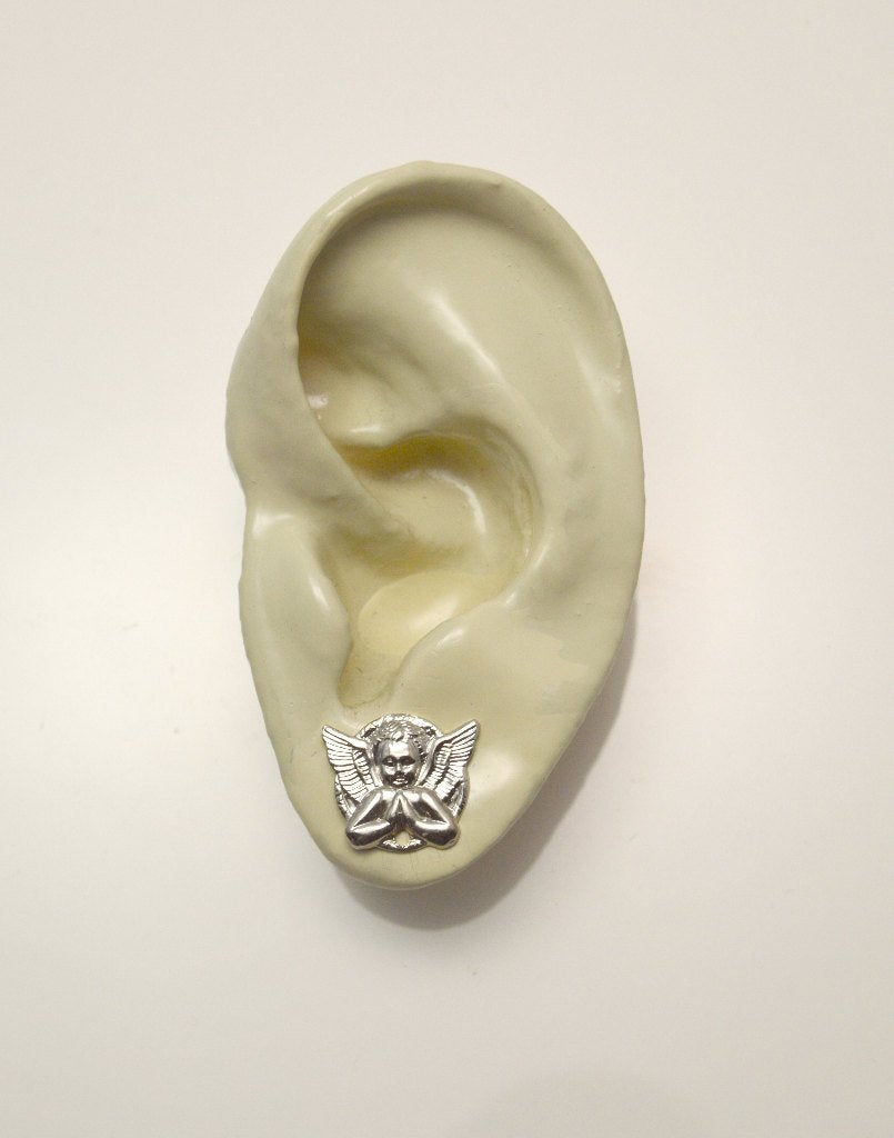 Silver Or Gold Magnetic Praying Angel Magnetic Clip or Pierced Earring ...